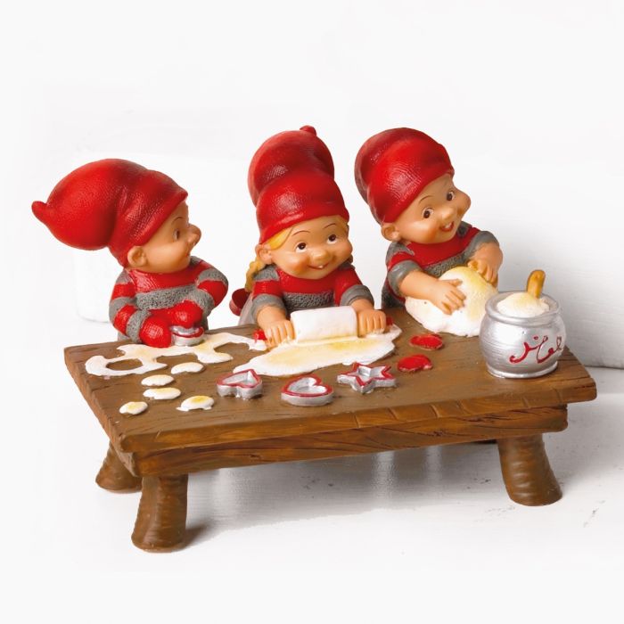 Babynisserne bager julesmåkager – Julefigurer i polyresin fra Pobra ...